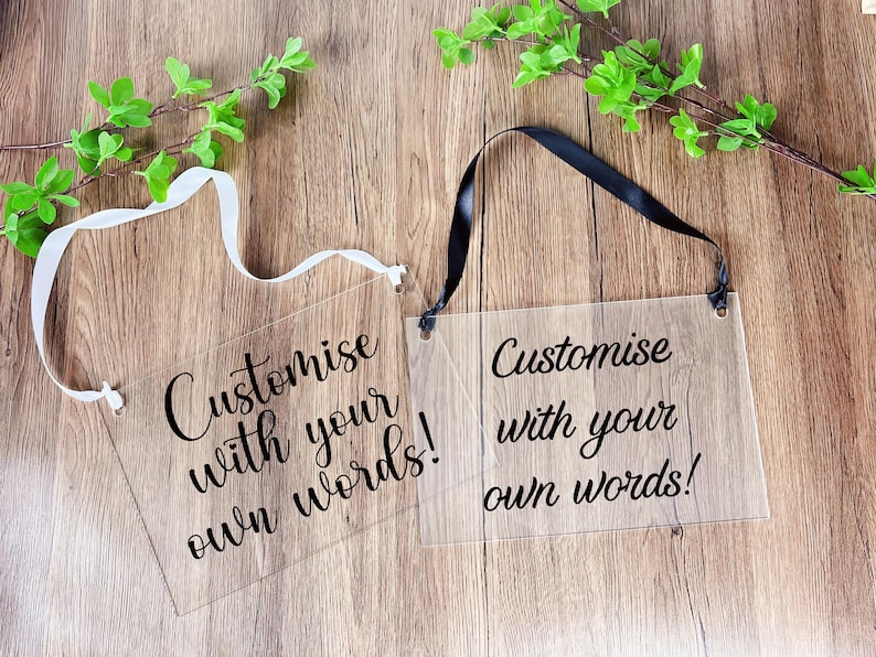 Hanging Acrylic Sign With Ribbon, Custom Small Business Sign With Your ...