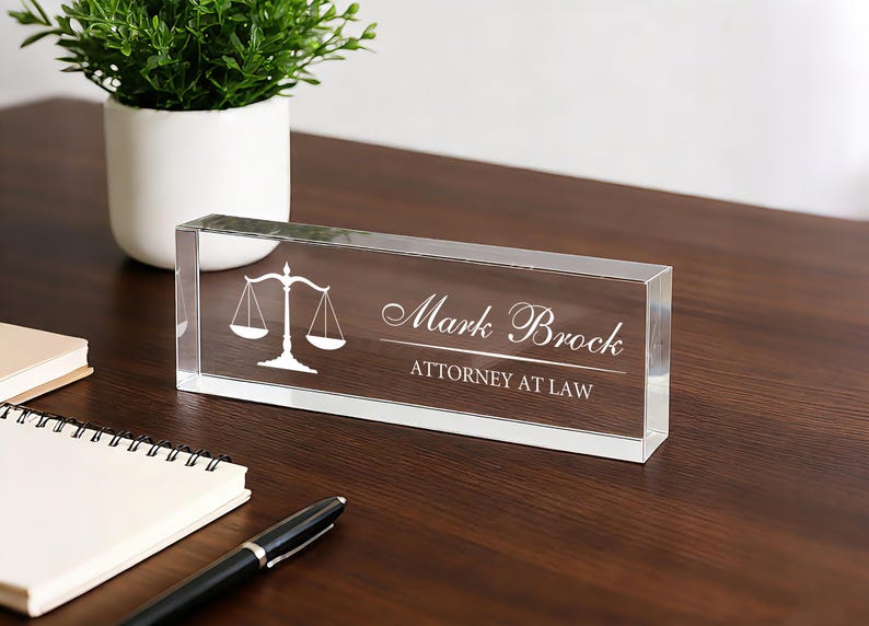 Custom Lawyer Desk Name Plate, Clear JD Judge Name Plate, Lawyer ...