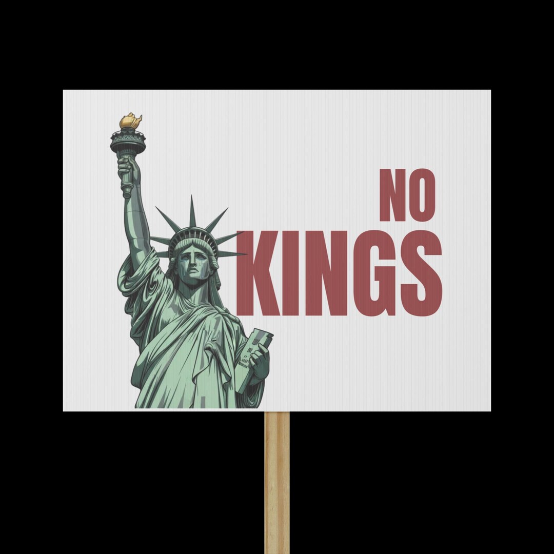 No Kings Protest Sign With Handle, Democracy Protest Sign, Anti-trump ...