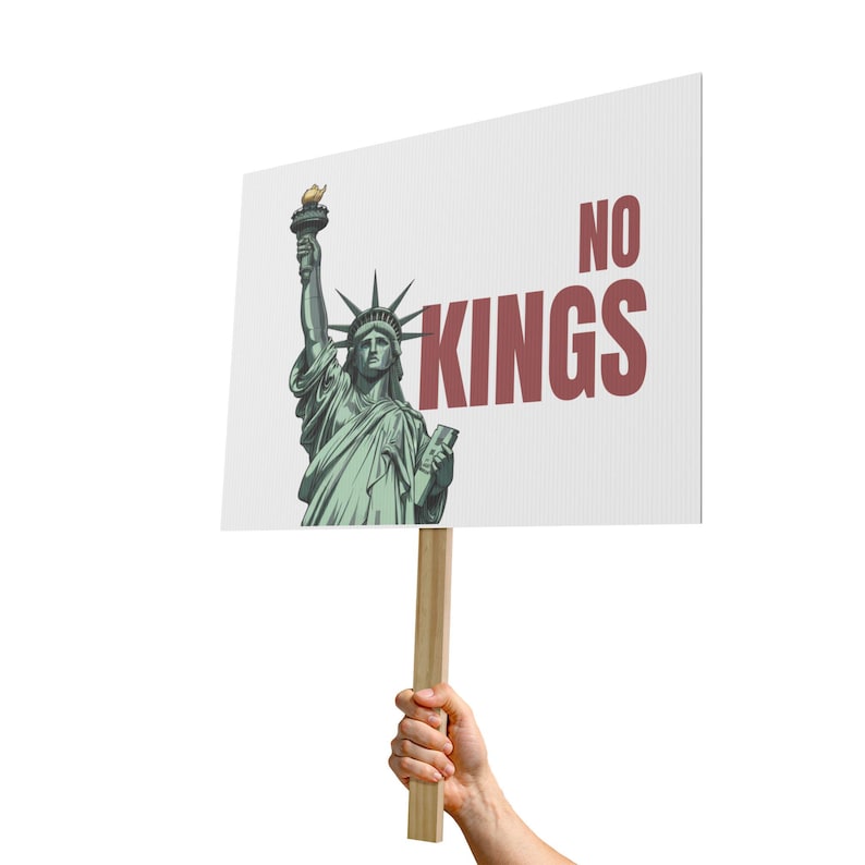 No Kings Protest Sign With Handle, Democracy Protest Sign, Anti-trump ...