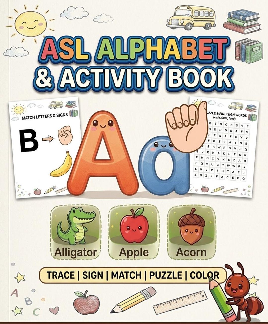ASL Alphabet Tracing Book Gift for Kids, Sign Language A-Z Practice ...