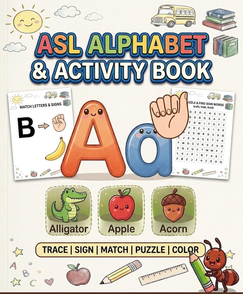 ASL Alphabet Tracing Book Gift for Kids, Sign Language A-Z Practice ...