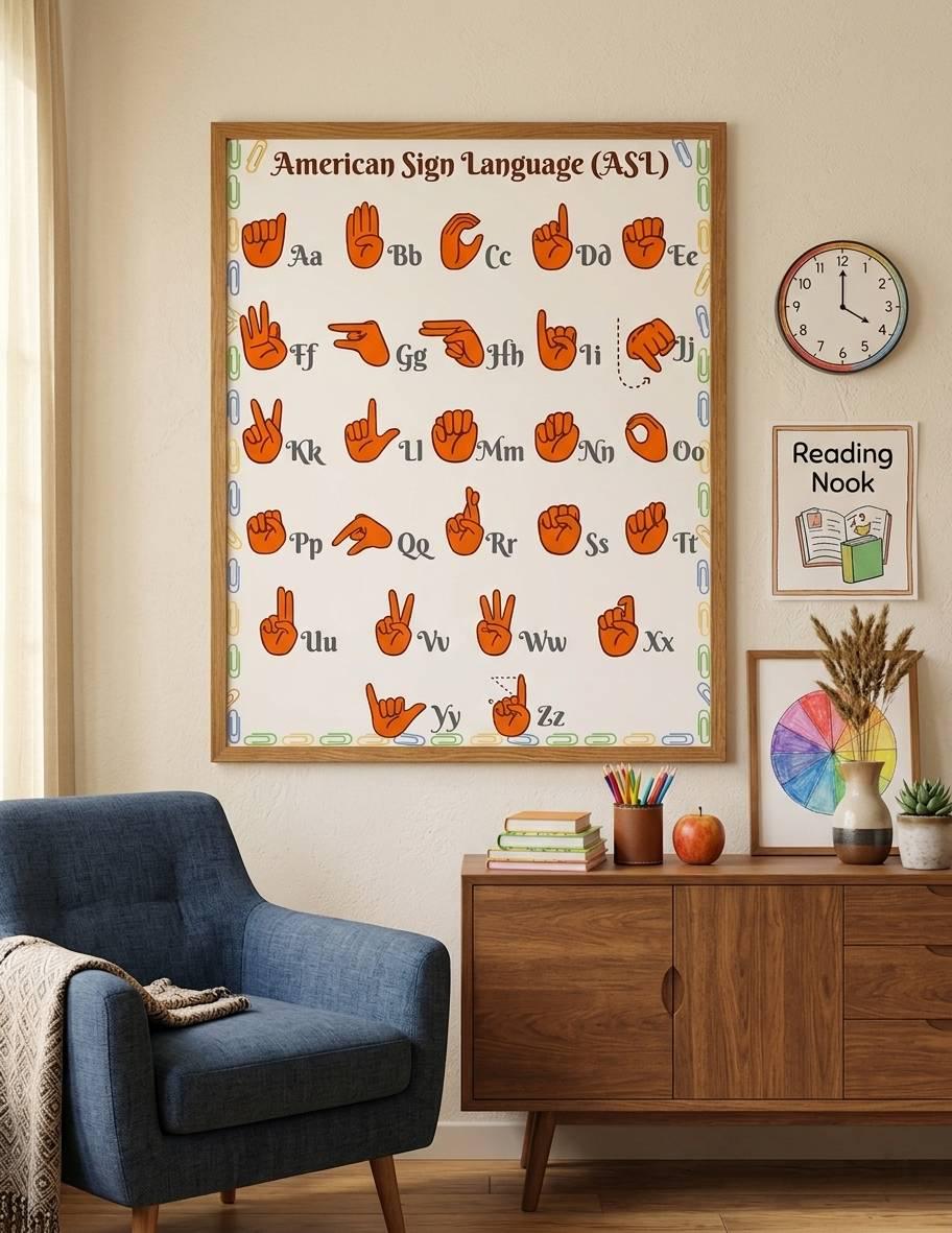 ASL Alphabet Chart Gift, American Sign Language Poster, Classroom Decor ...