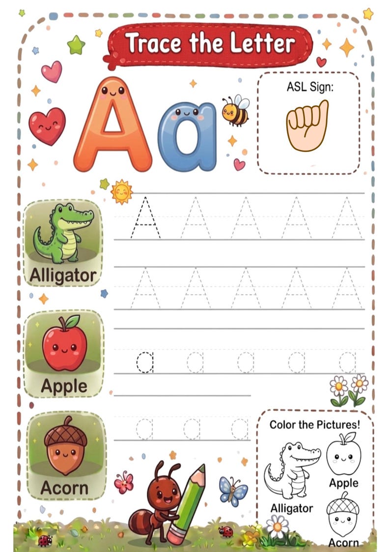 ASL Alphabet Tracing Book for Kids, Sign Language A-Z Practice Workbook ...