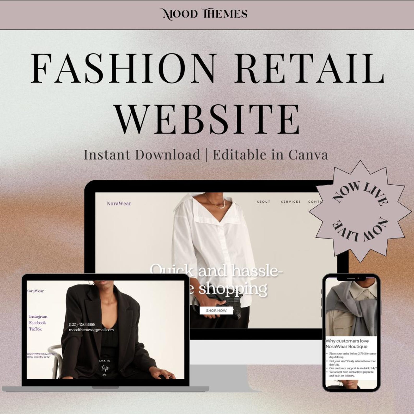 Fashion Retail Website Template, Online Boutique Website, Clothing ...