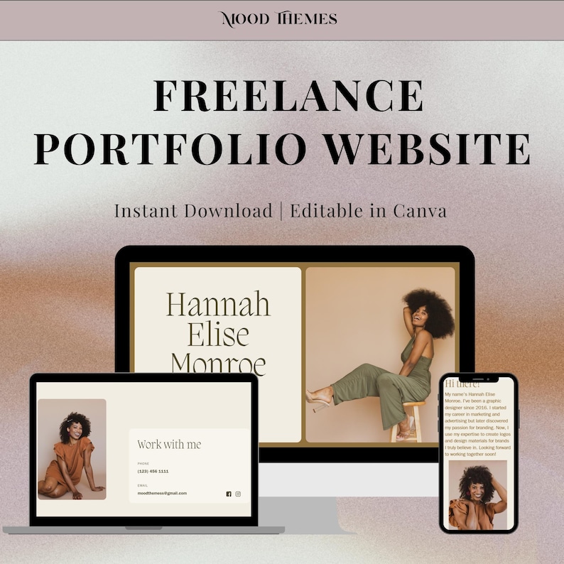 Freelance Portfolio Website Template, Personal Brand Website, Canva ...