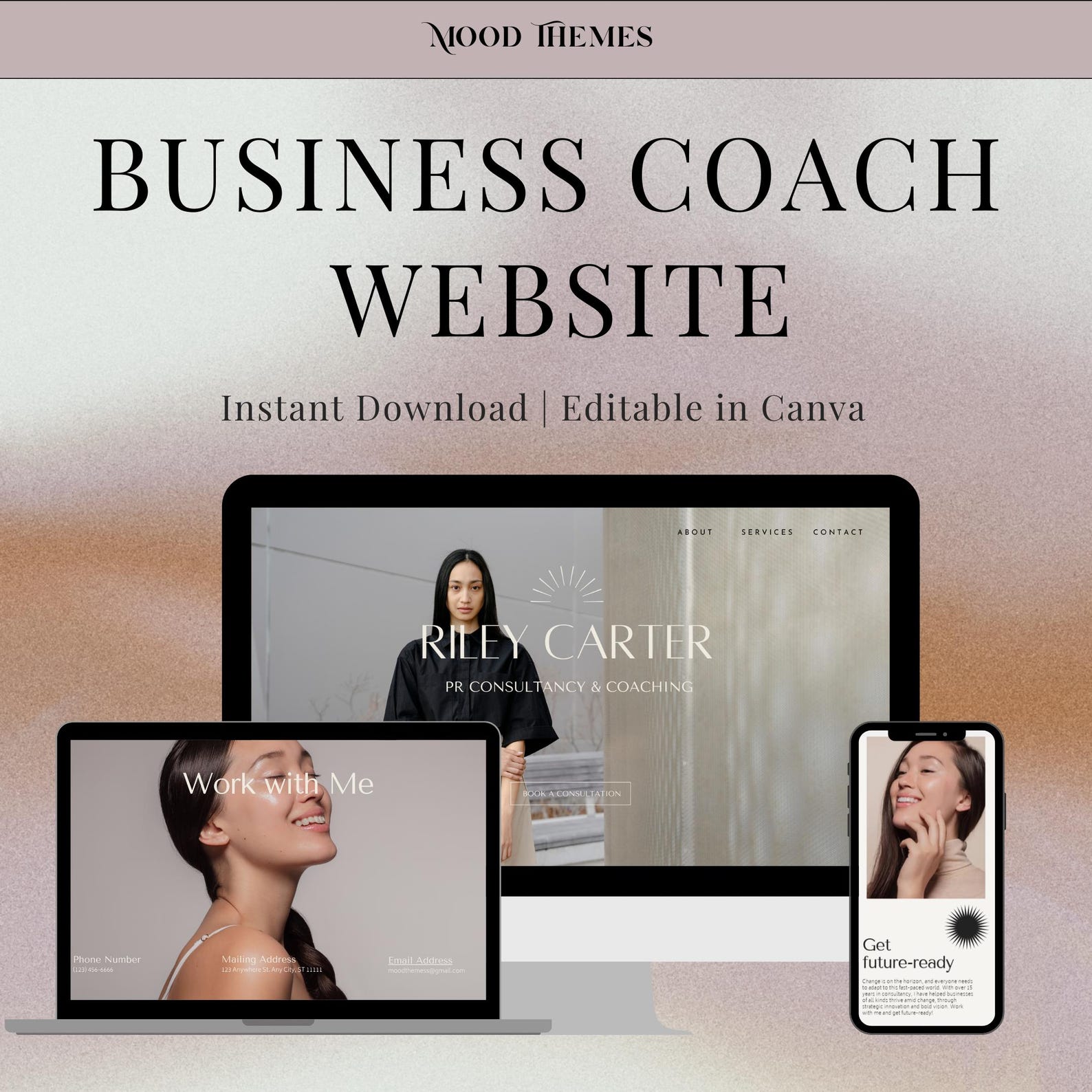 Business Coach Website Template, Coaching Website Design, Canva Website ...