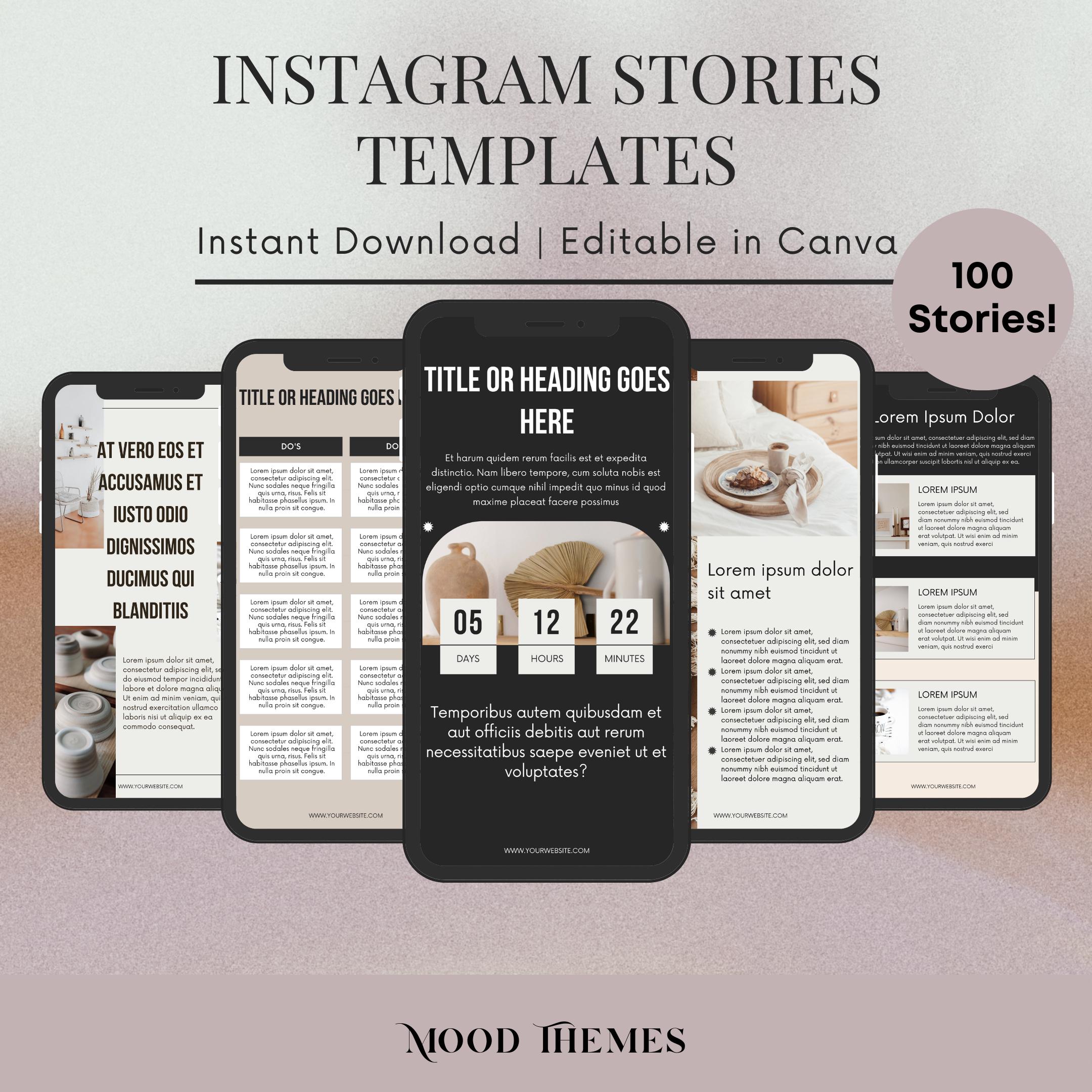 Instagram Stories Templates | Canva Instagram Story Bundle | Social ...