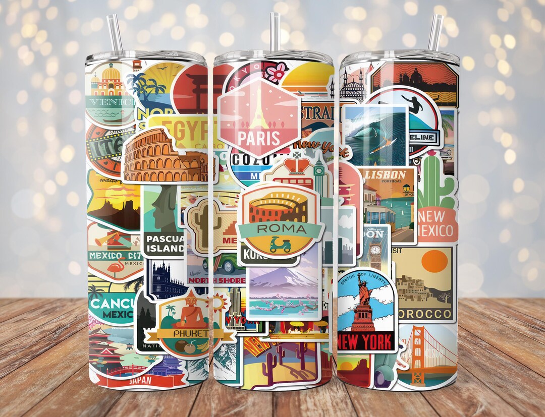 Travel Destinations Tumbler Wrap | 20 Oz Sublimation PNG | Traveling ...