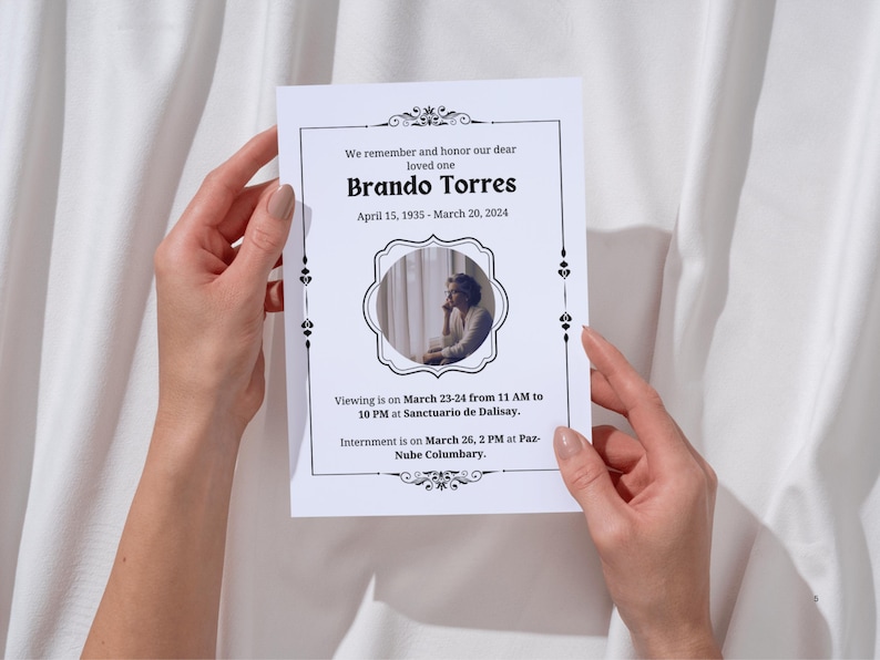 Editable Funeral Invitation Template | Memorial Service Announcement ...