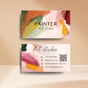 Personalised Painter Business Card Template, Artistic Brushstroke ...
