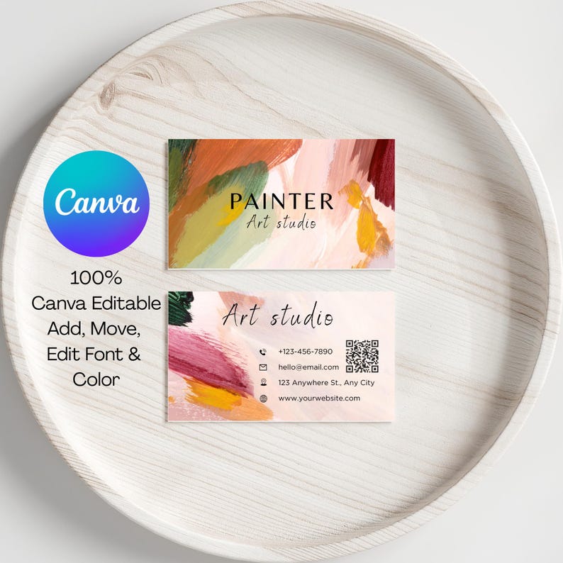 Personalised Painter Business Card Template, Artistic Brushstroke ...