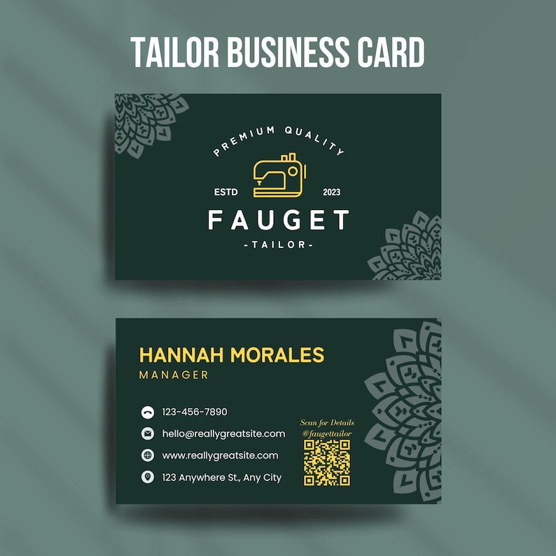 Modern Tailor Business Card Template | Gold Typography (digital ...