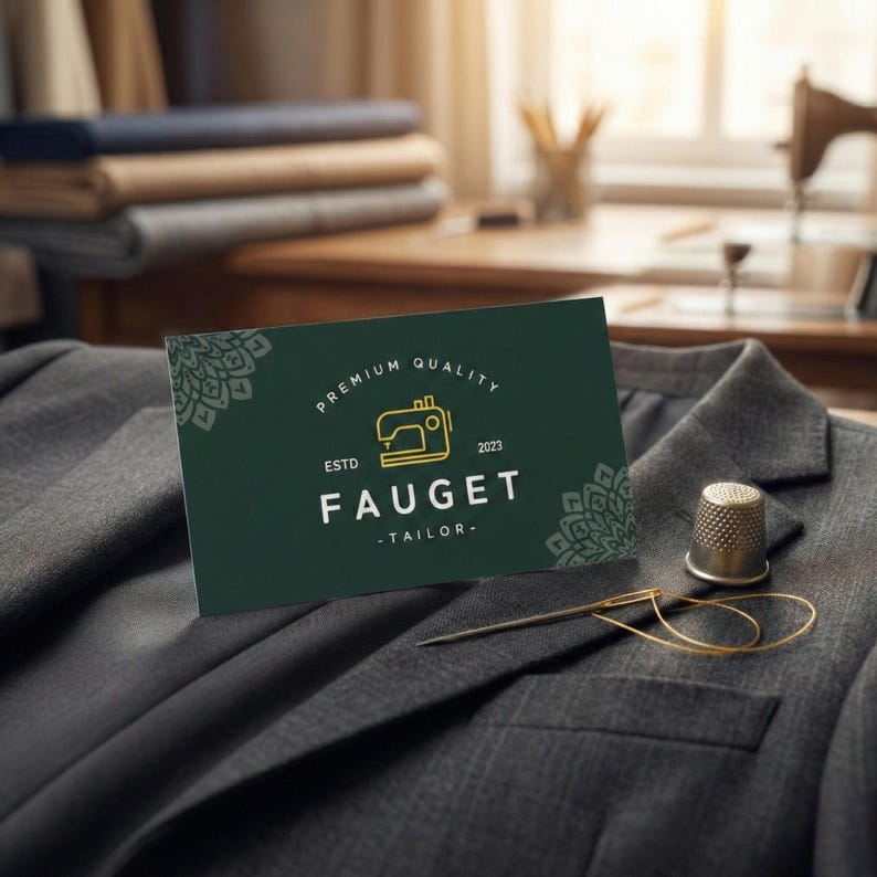 Modern Tailor Business Card Template | Gold Typography (digital ...