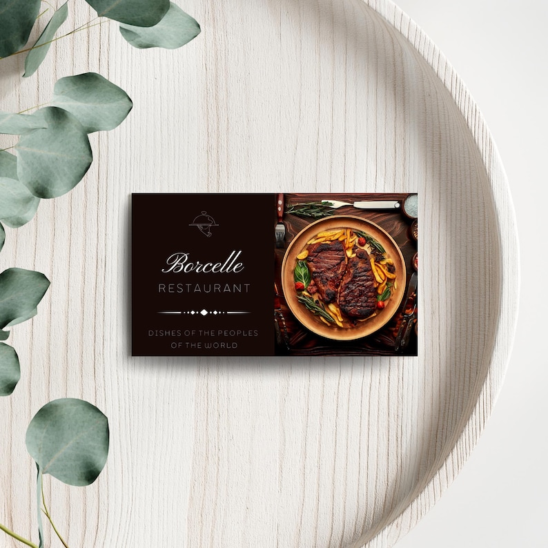 Editable Restaurant Business Card Template: Food Theme (canva Digital ...