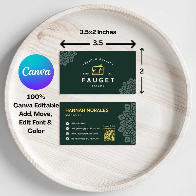 Modern Tailor Business Card Template | Gold Typography (digital ...