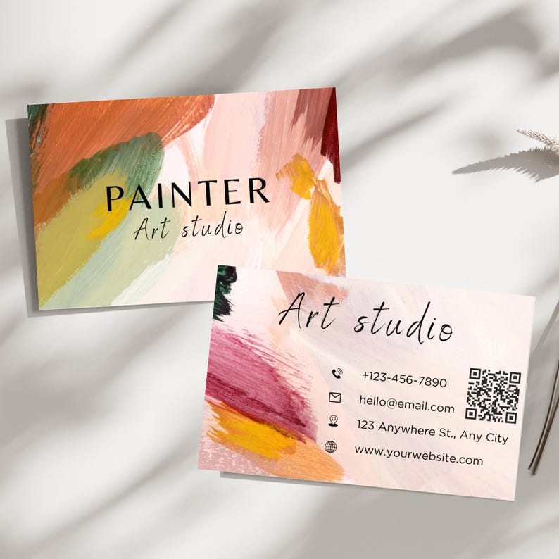 Personalised Painter Business Card Template, Artistic Brushstroke ...