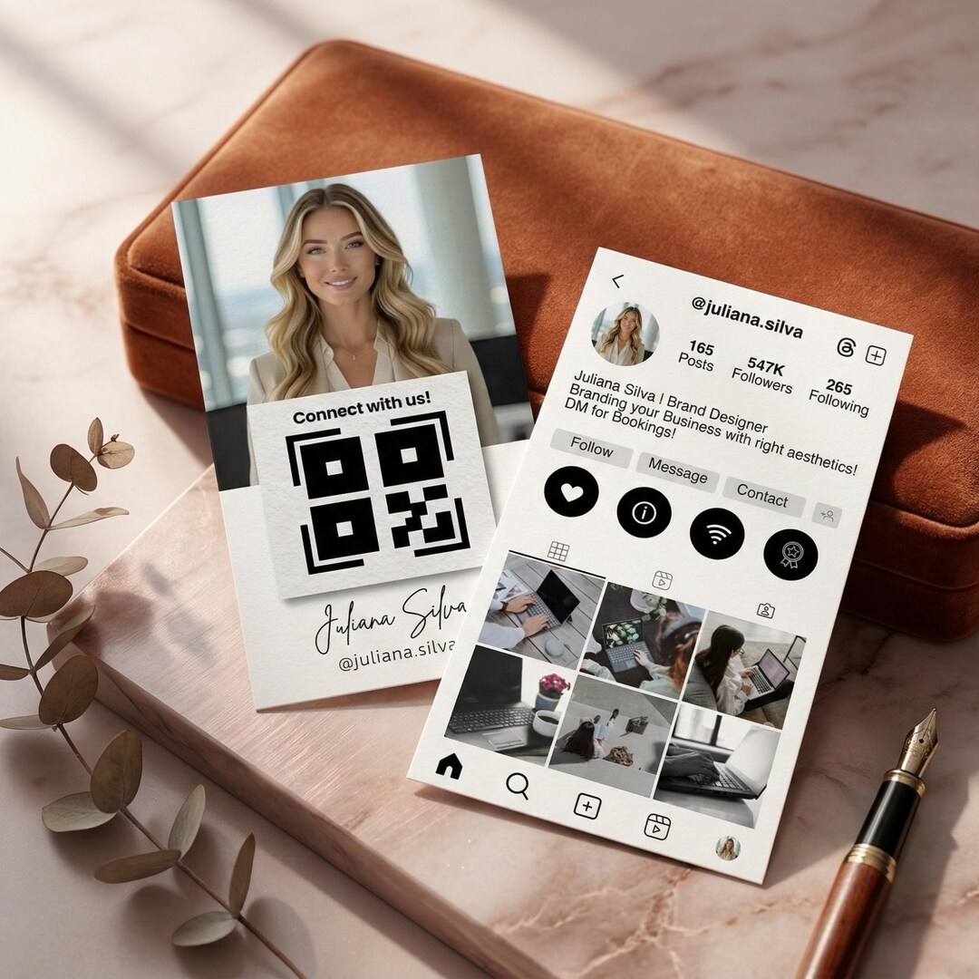 Instagram QR Code Business Card, Scan to Connect Social Media Template ...