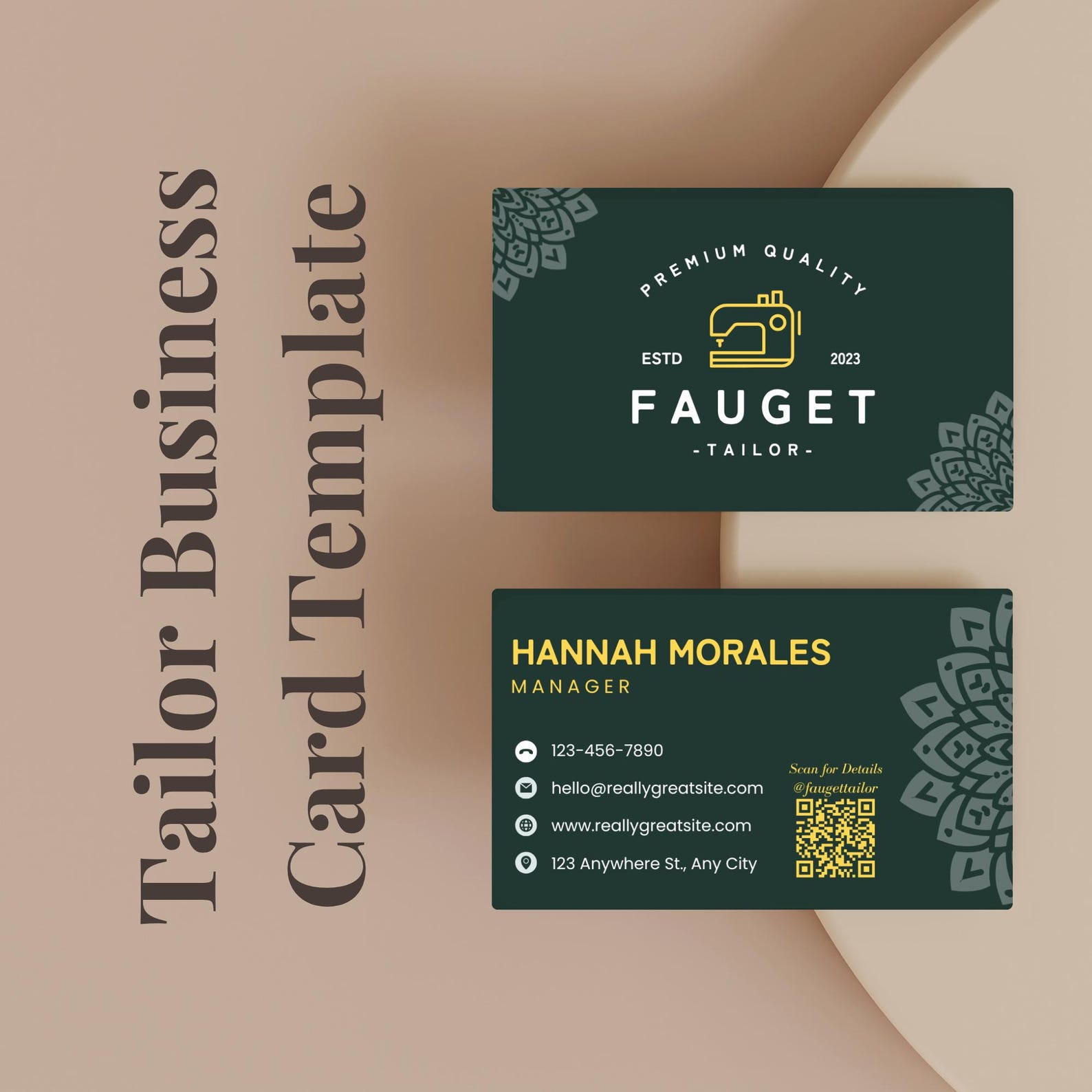 Modern Tailor Business Card Template | Gold Typography (digital ...