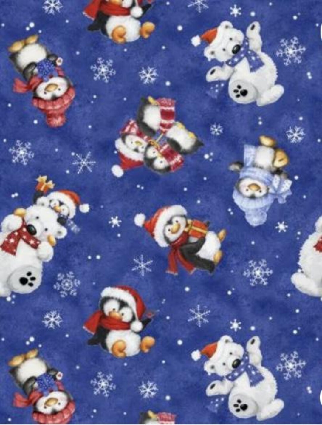 Snow What Fun From Wilmington Prints - 1/2 Yard Christmas Penguins and ...