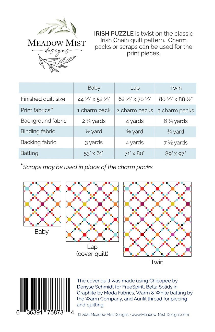 Irish Puzzle Quilt Pattern From Meadow Mist Designs - Instructions for ...