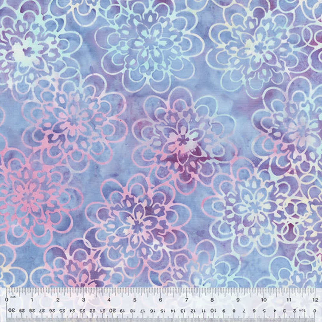 Pixie Batiks From Anthology Batik - 1/2 Yard Mums in Blue and Pink - Etsy