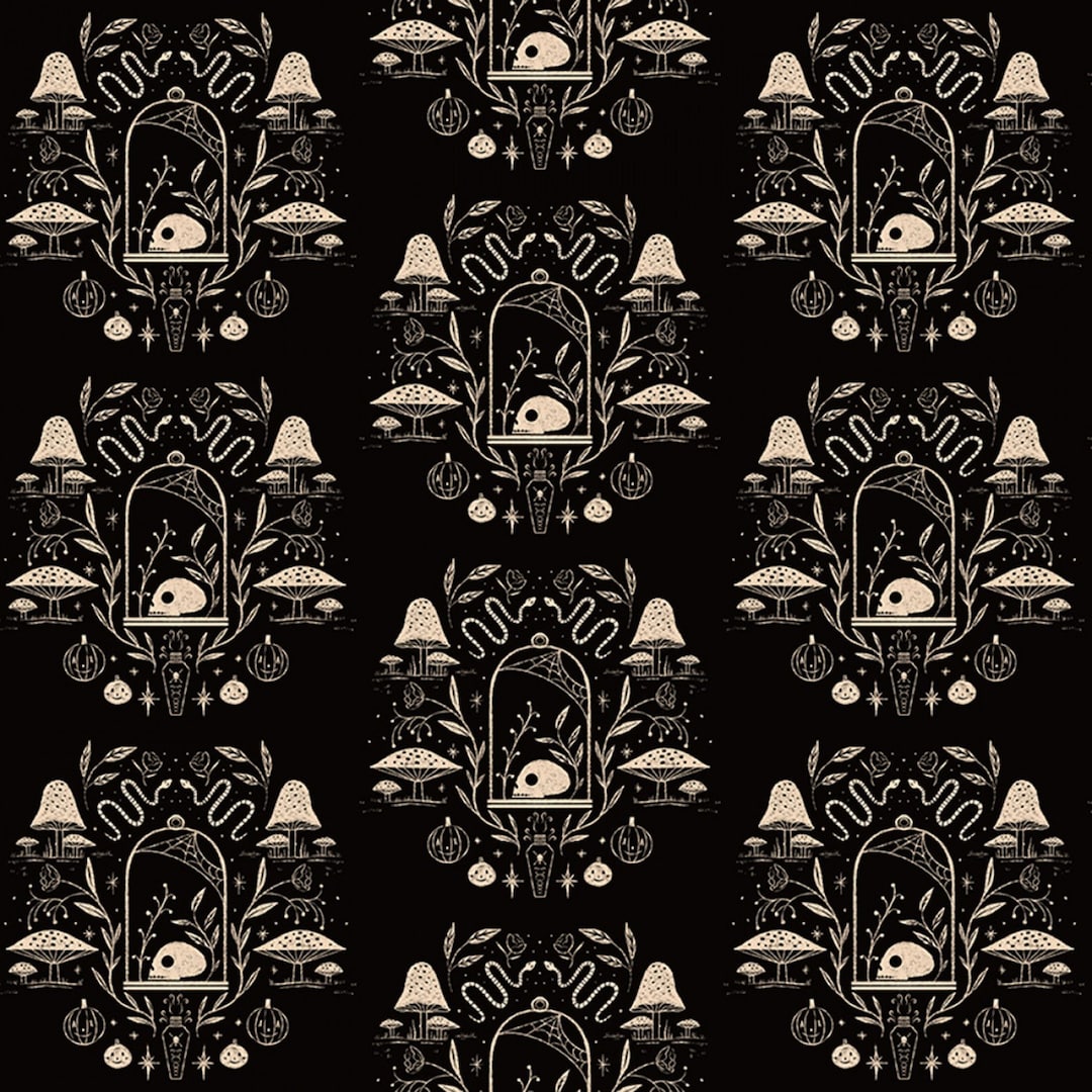 Boo From Dear Stella - 1/2 Yard Black Spooky Toile - Halloween ...
