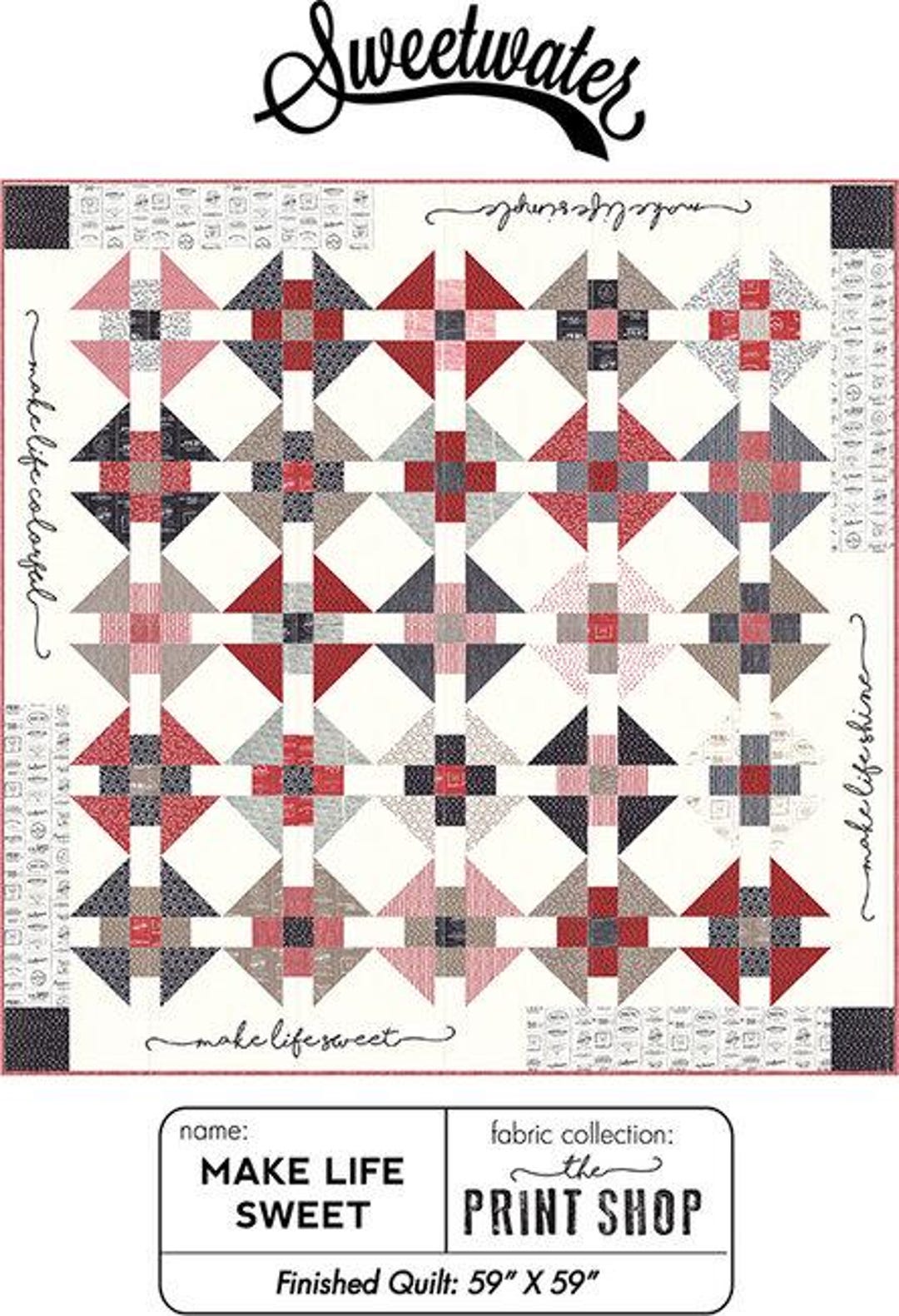 Make Life Sweet Quilt Pattern From Sweetwater - 59" X 59" - Etsy