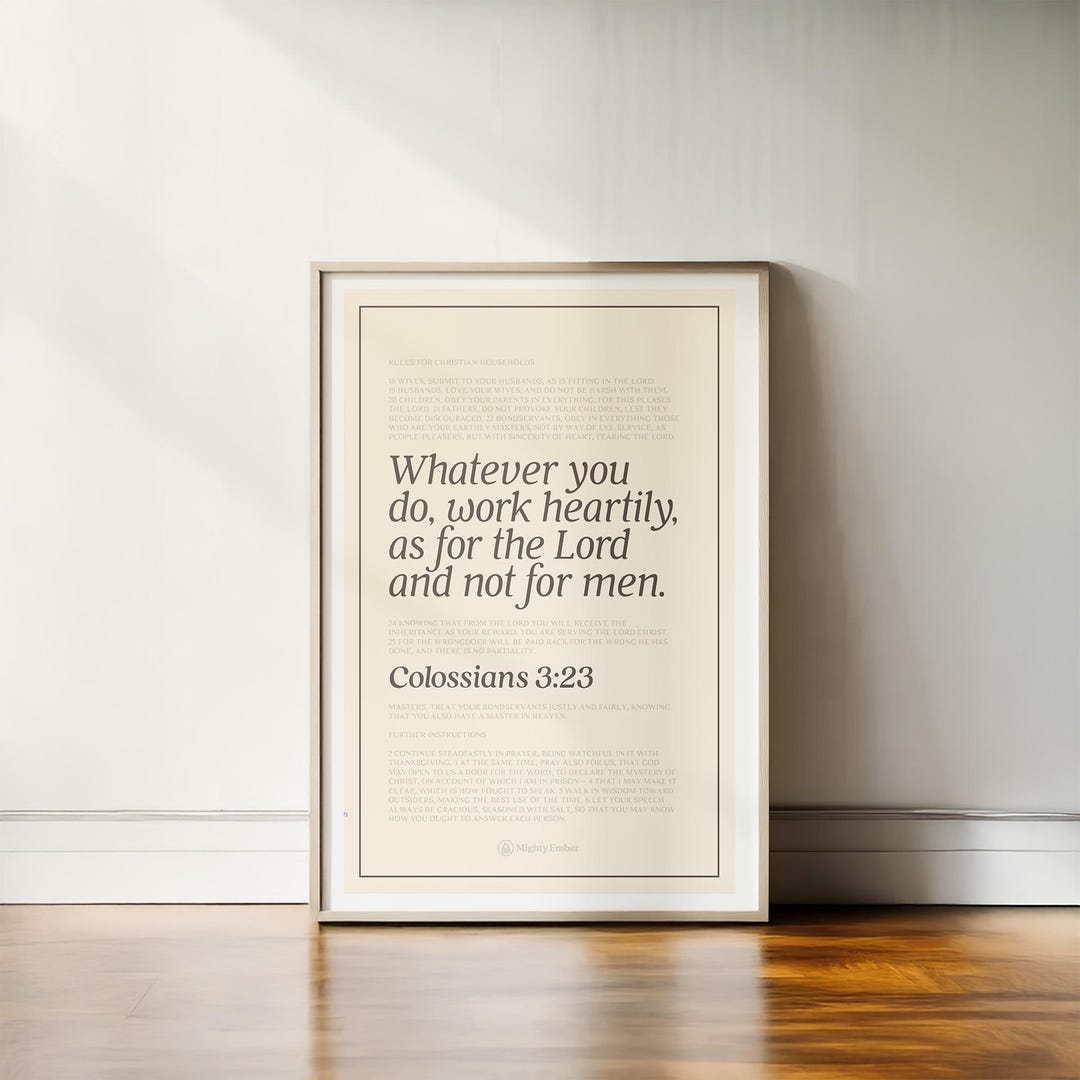 Bible Verse Print - Colossians 3:23 | Christian Wall Art | Scripture ...