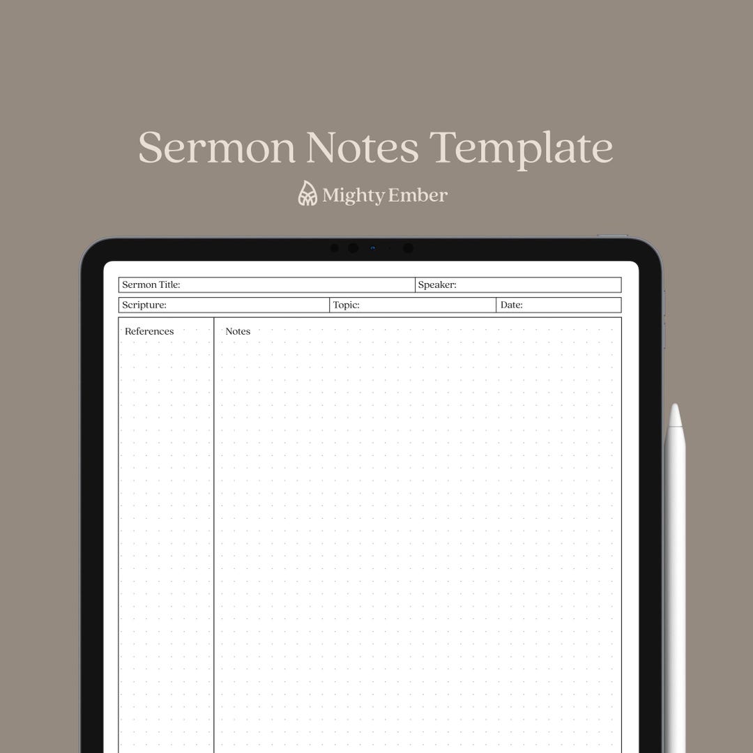 Sermon Notes Template: 8.5x11 Bible Study Worksheet (digital Download ...