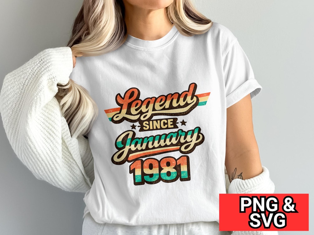 Legend Since January 1981 Digital Download, Retro Birthday Design, 43rd ...