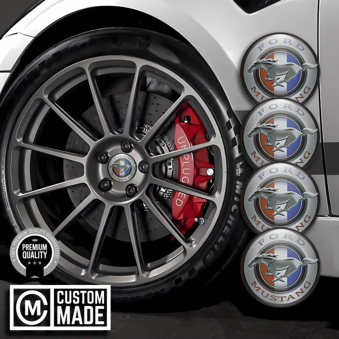 Set of 4 Mustang Wheel Decals/ford Rim Emblems Stickers/center Hub Caps ...