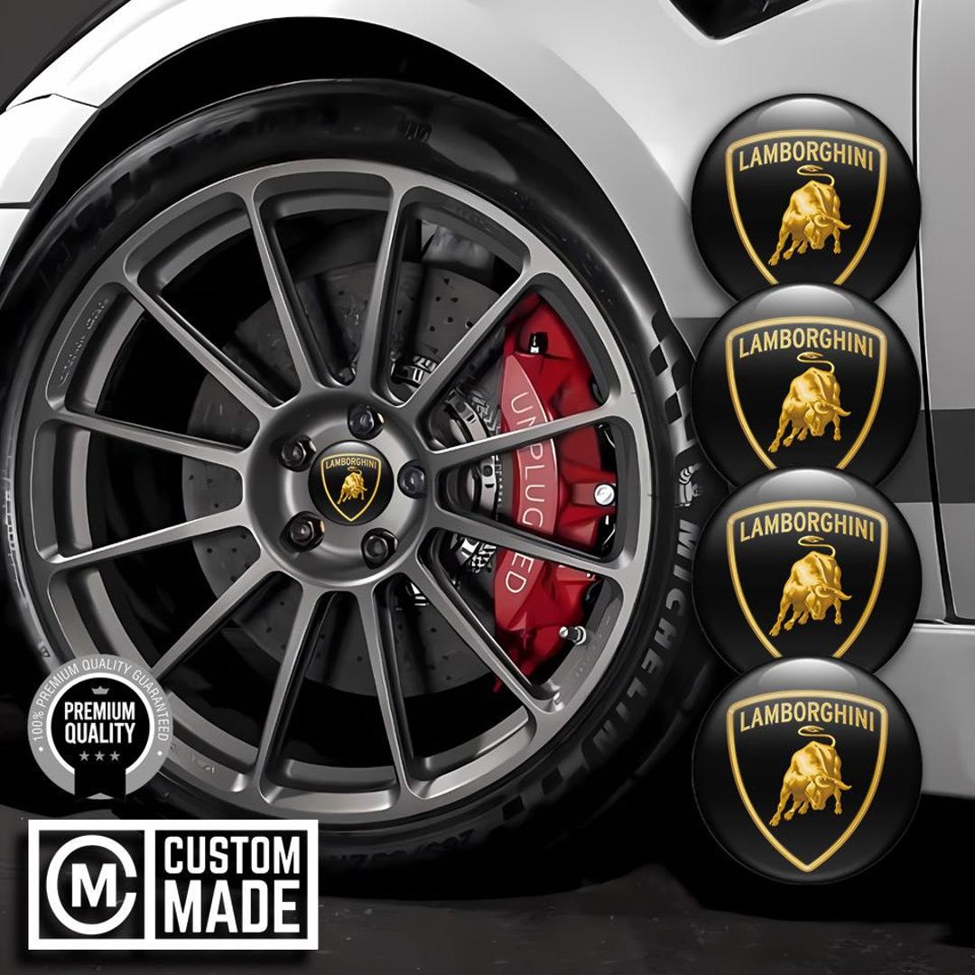 Lamborghini Decals Center Wheel Cap Stickers 4 Pcs Custom Handmade Rim ...