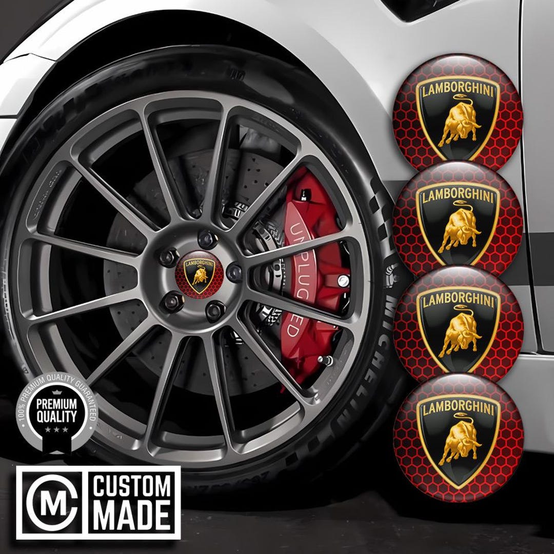Lamborghini Decals Center Wheel Cap Stickers 4 Pcs Custom Handmade Rim ...