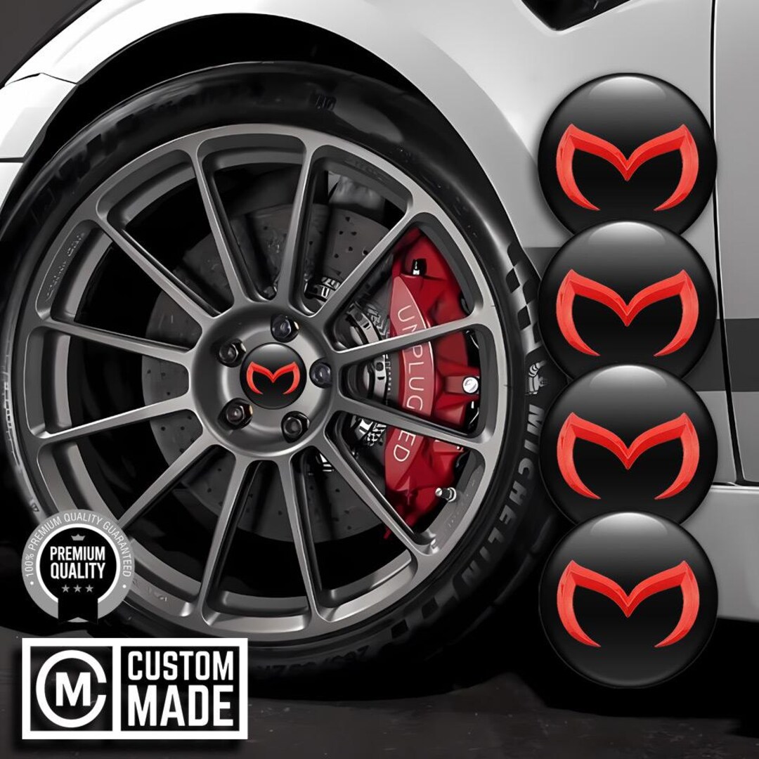 4 X Mazda Decals Center Wheel Cap Stickers Custom Handmade Rim Emblems ...