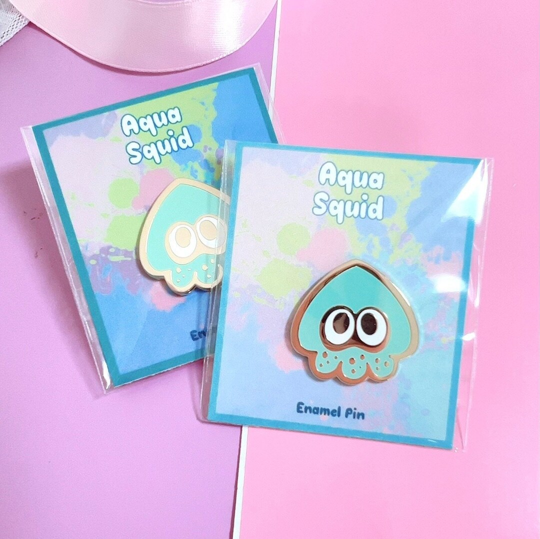 Aqua Squid | Kawaii Chibi | Enamel Pin | Small Gift | Cork Board ...
