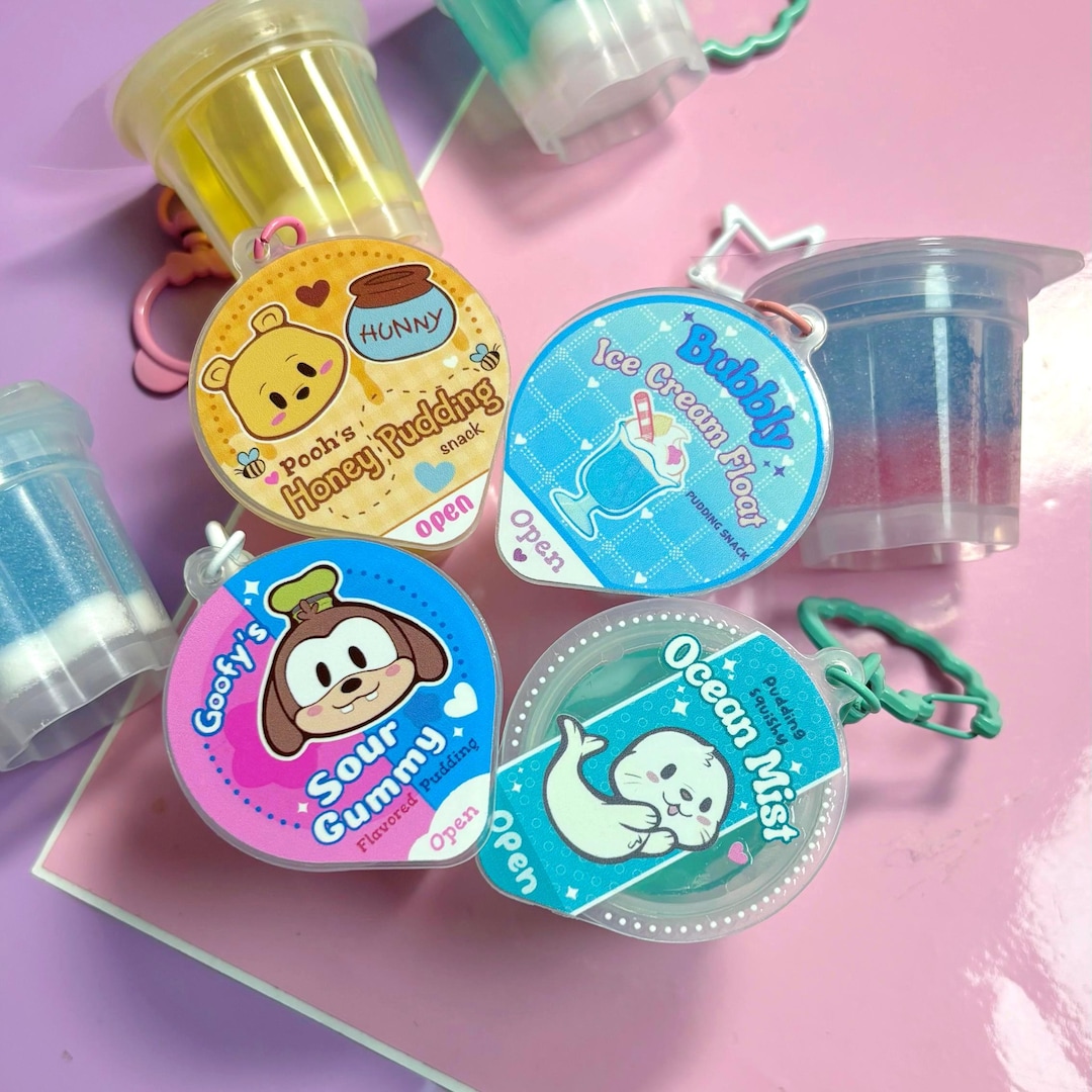 Silicone Squishy Pudding Cup Charms | Kawaii Accessories | Fidget ...