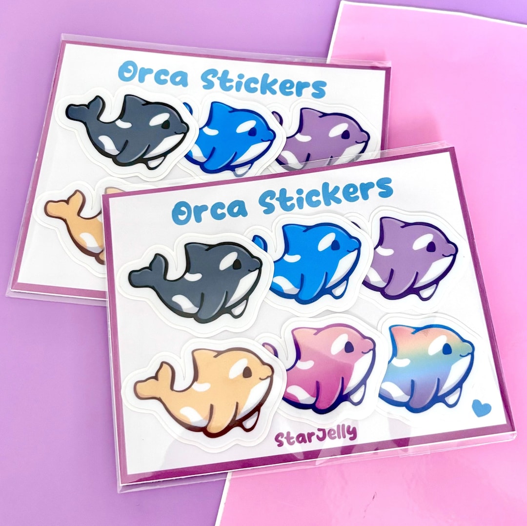 Chibi Orca Kawaii Sticker Pack Ocean Animals Vinyl Stickers Laptop ...