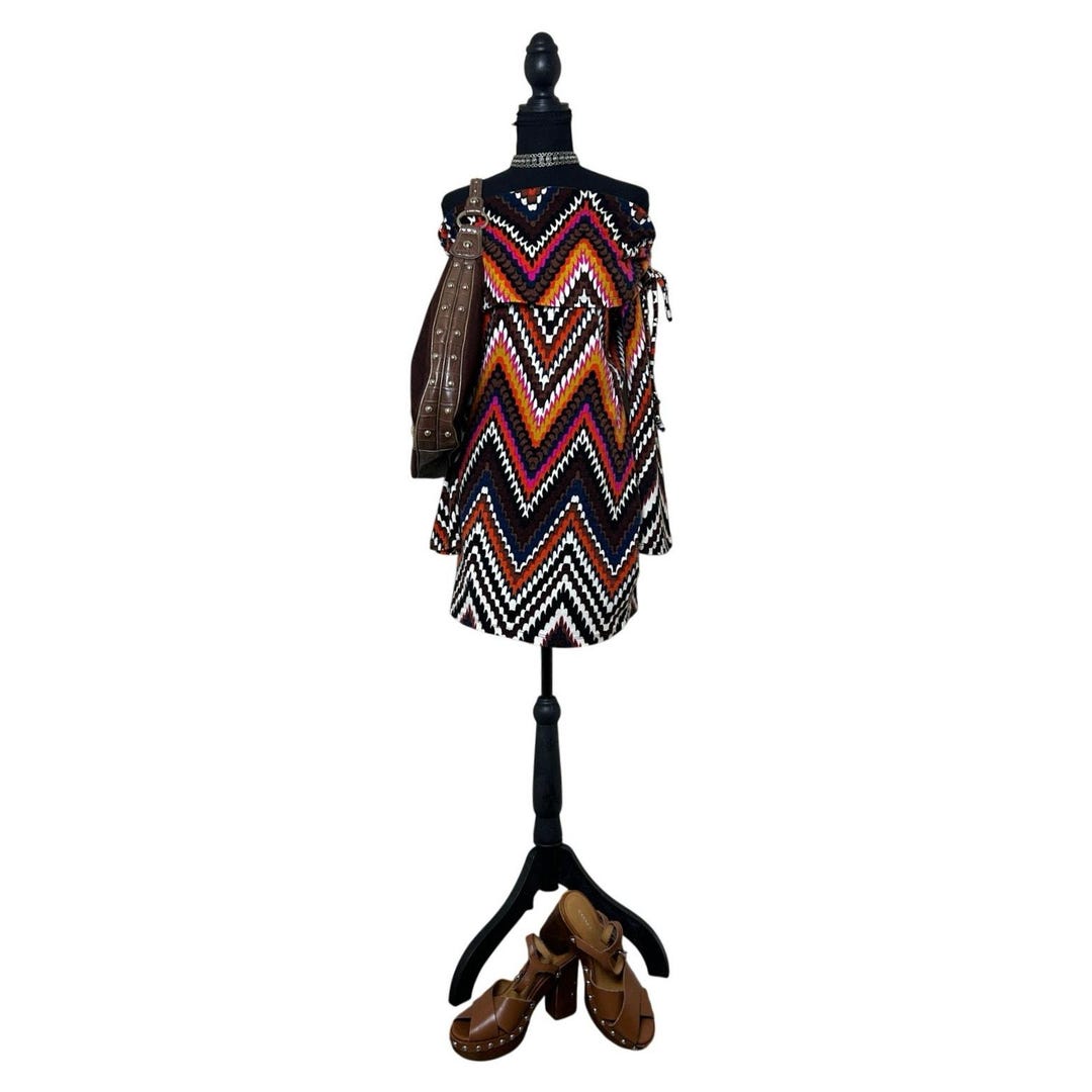 Y2K P Luca Milano off Shoulder Chevron Knit Dress Size S - Etsy