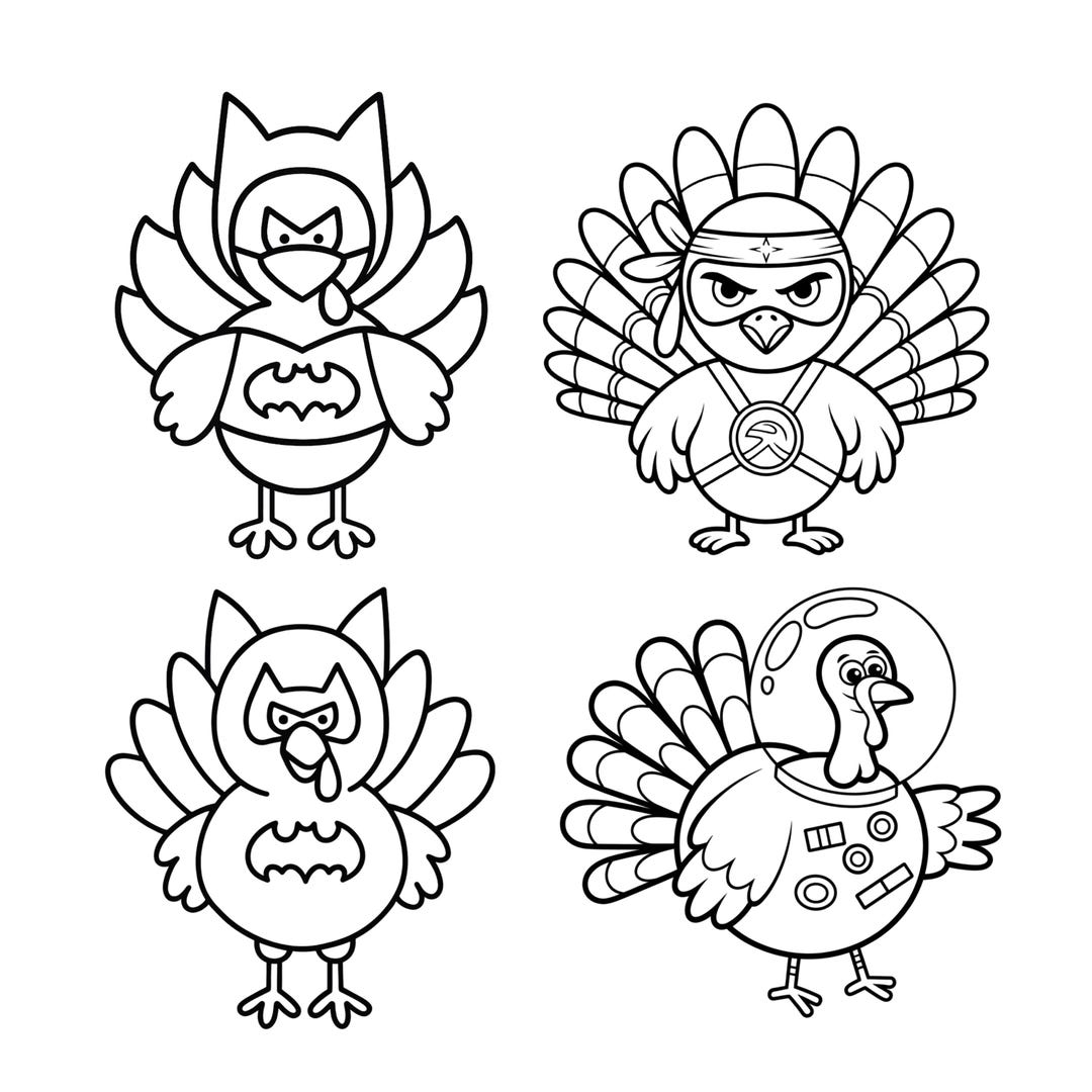Disguise a Turkey Coloring Pages, Superhero, Ninja, Astronaut (PDF) - Etsy