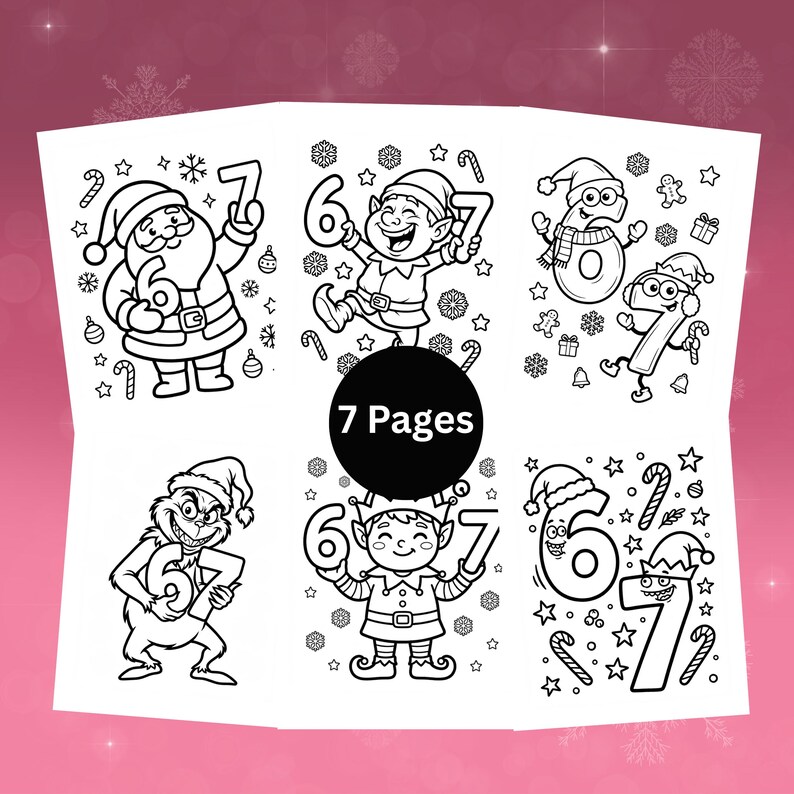 Six Seven Meme Christmas Coloring Pages, Santa Printable (PDF) - Etsy