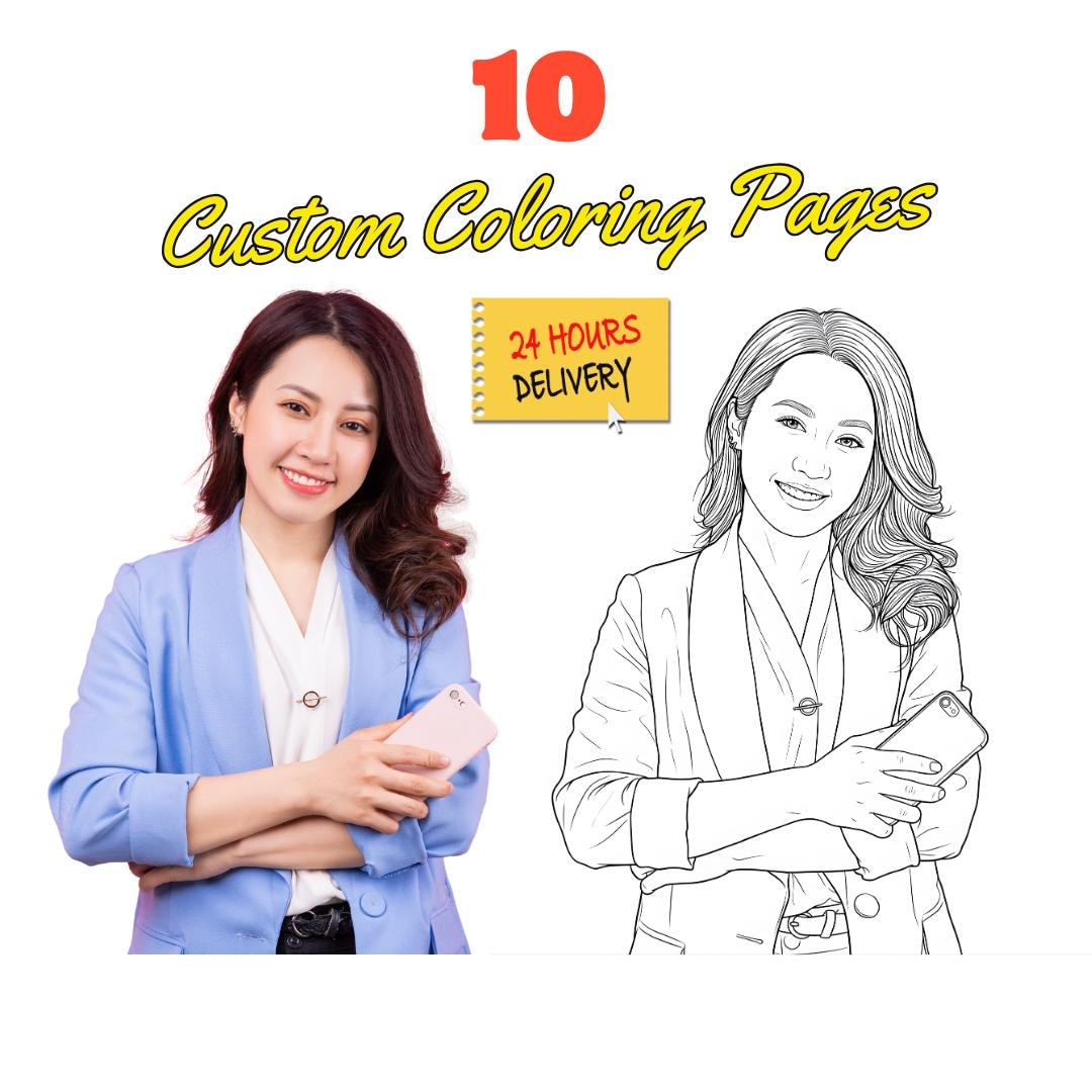 10 Custom Coloring Pages From Your Photo, Custom Coloring Book From ...