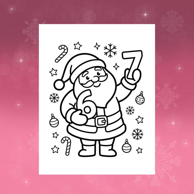 Six Seven Meme Christmas Coloring Pages, Santa Printable (PDF) - Etsy