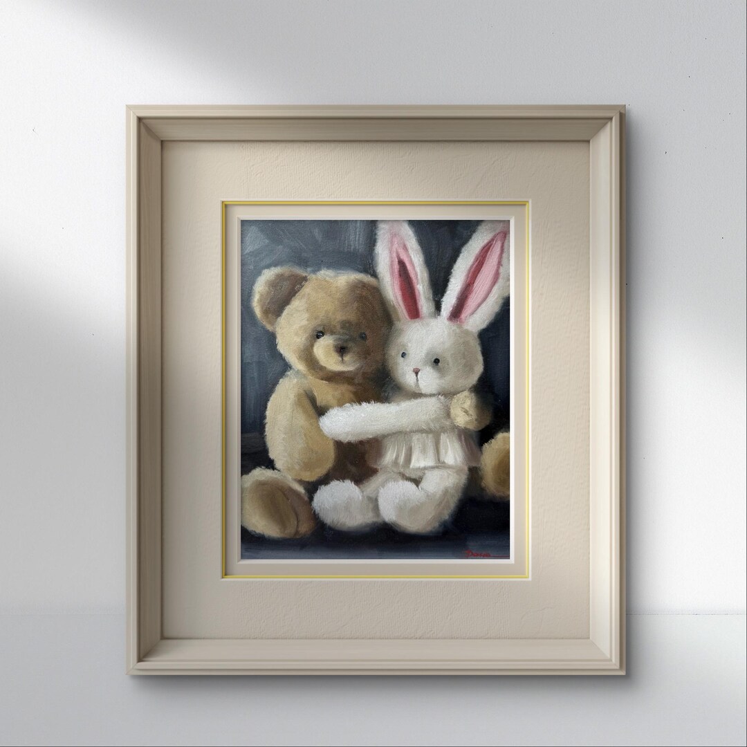Hug Me Teddy Bear Oil Painting Original Art Wall Art - Etsy