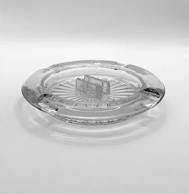 Vintage Round Glass Ashtray - Etsy