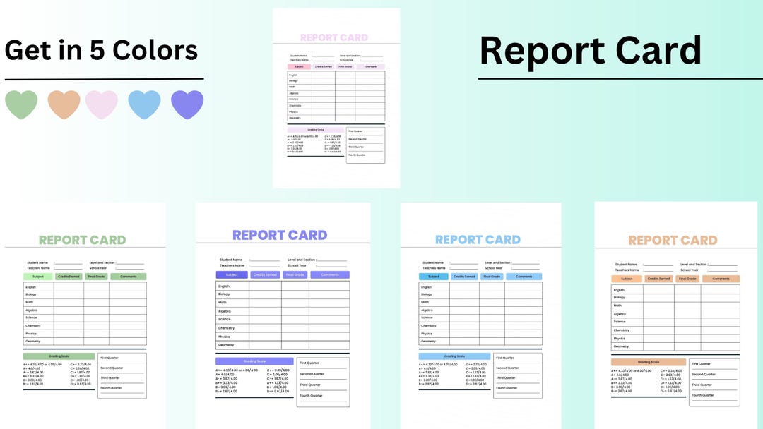 Editable Homeschool Report Card Template - Minimalist Design - Etsy