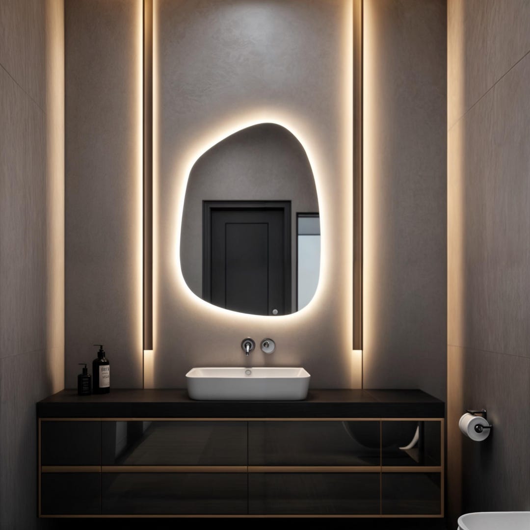 Sile Irregular Wall LED Mirror Asymmetrical Design - LED Lighted ...
