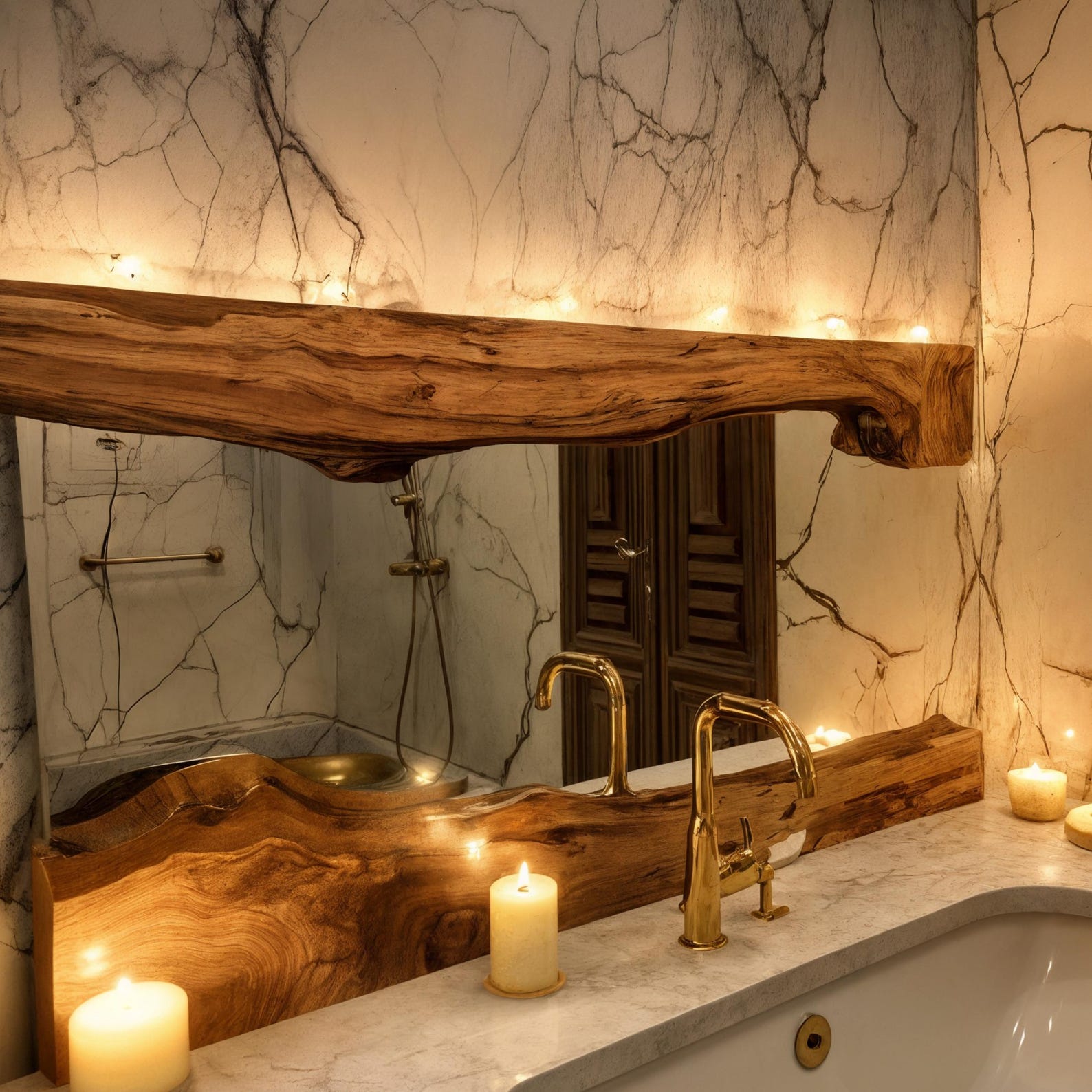 Handmade Mirror With Live Edge Wood Detail - Olive Wood Farmhouse ...