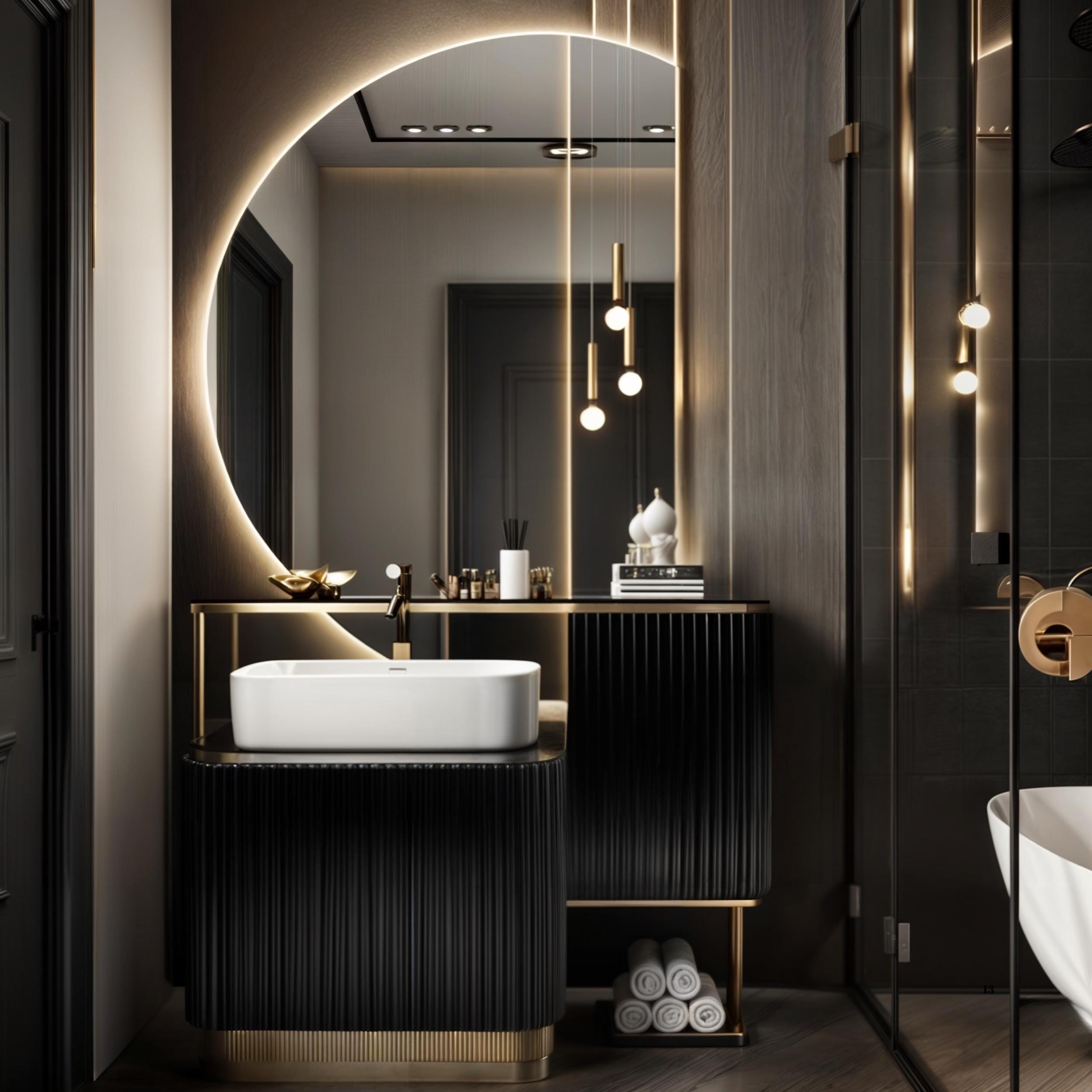 Half Moon Entryway Led Mirror - Half Moon Backlit Mirror - Large ...