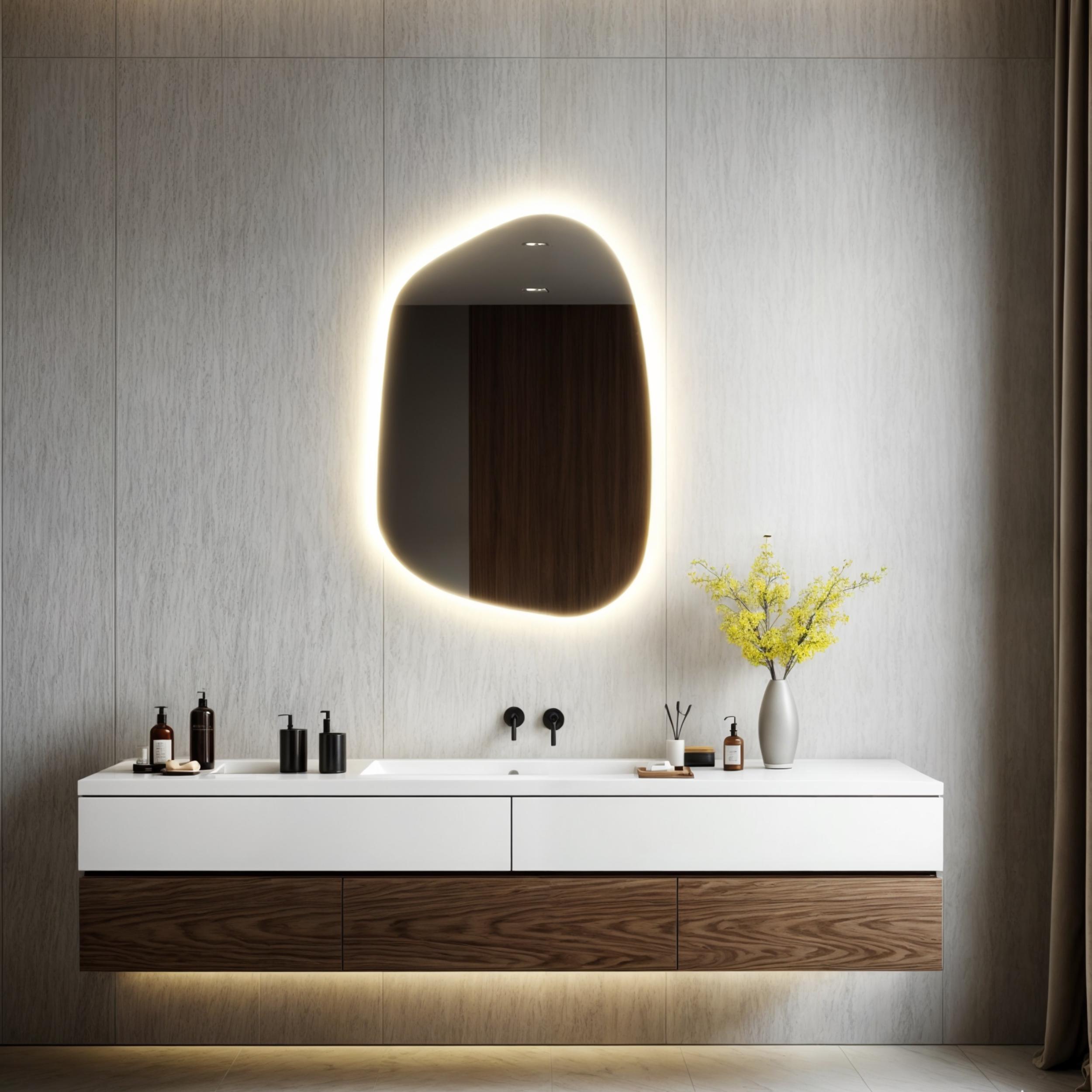 Sile Irregular Wall LED Mirror Asymmetrical Design - LED Lighted ...